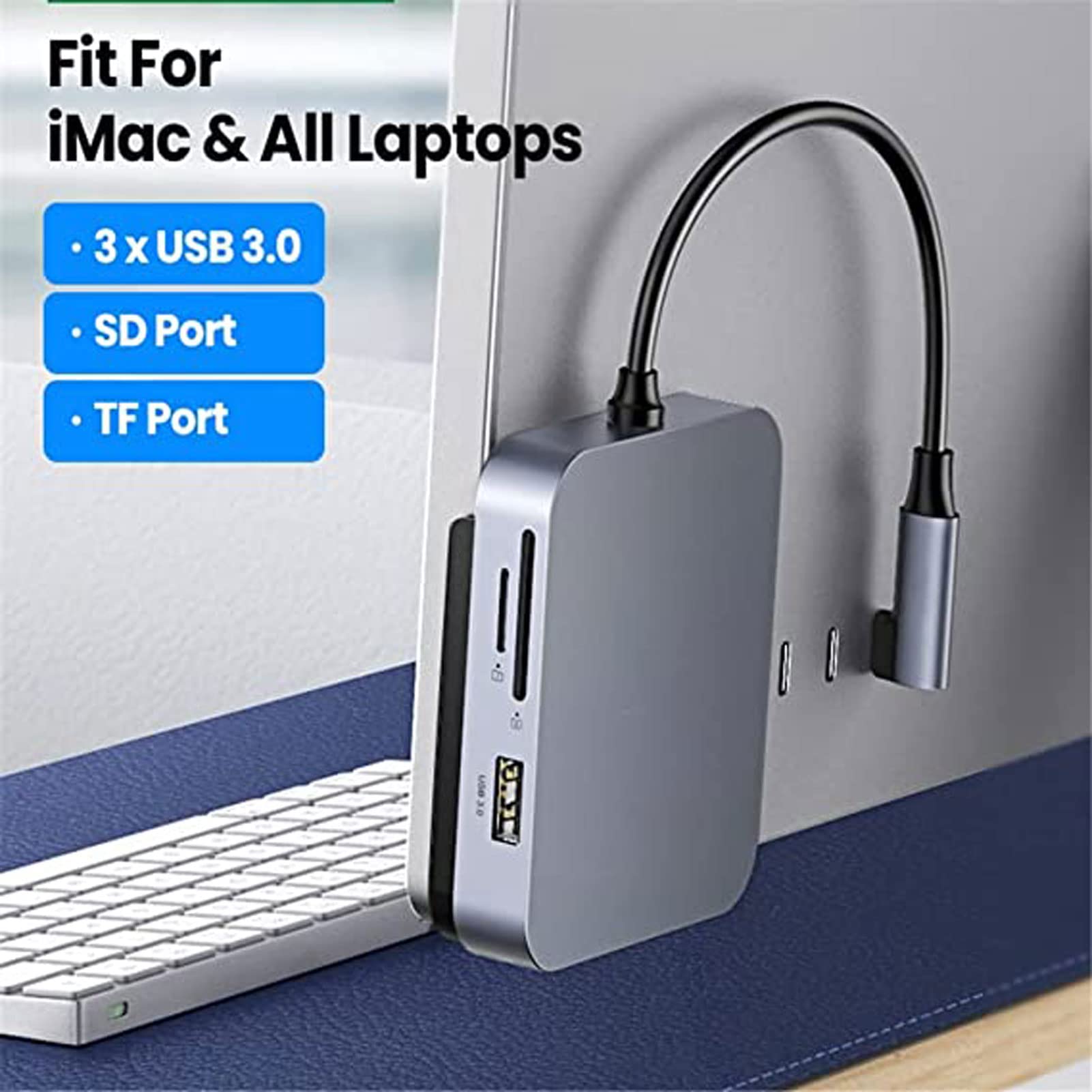 LILMOU Multi-Port USB Type-C Hub Adapter USB 3.0 5Gbps TF/SD Card 104MB/s Accessory Magnetic