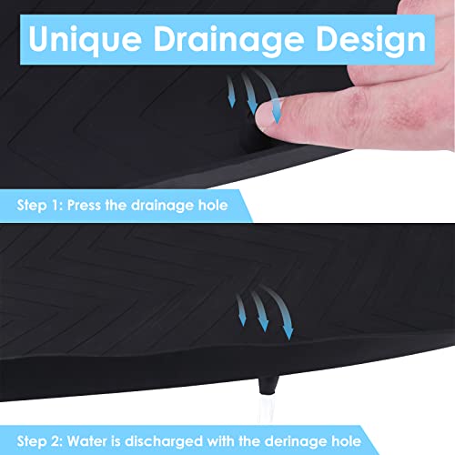 PELTEFLU Under Sink Mat, 34" x 22" Waterproof Under Sink Mats for Kitchen Bathroom, Flexible Silicone Rubber Under Sink Liner with Drain Hole, Thick Under Sink Mat Protect for Drips Leaks - Grey