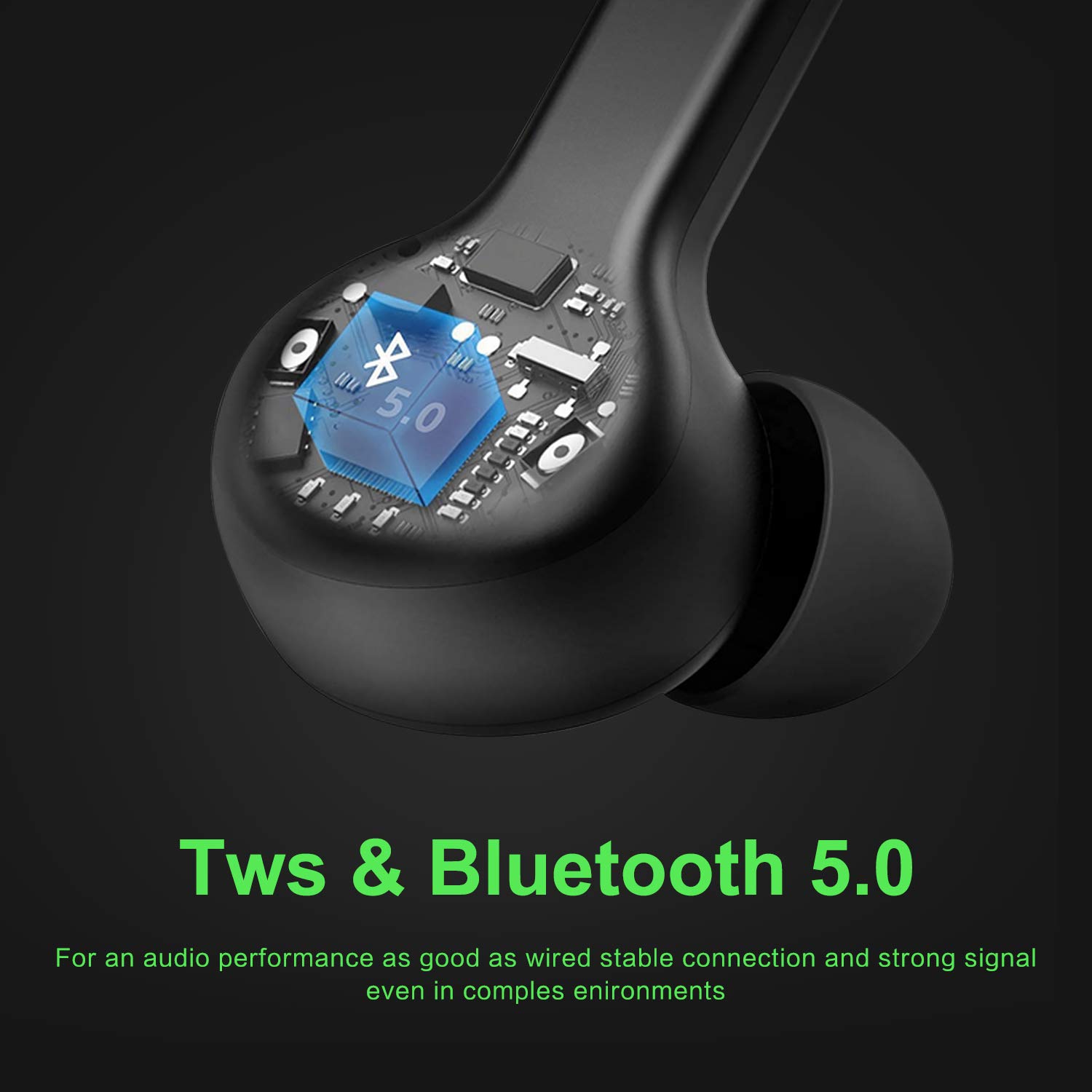 GTRACING Wireless Earbuds with Charging Case Stereo Headphones Bluetooth 5.0 Earbuds with Microphone Premium Sound with Deep Bass for Sport Black