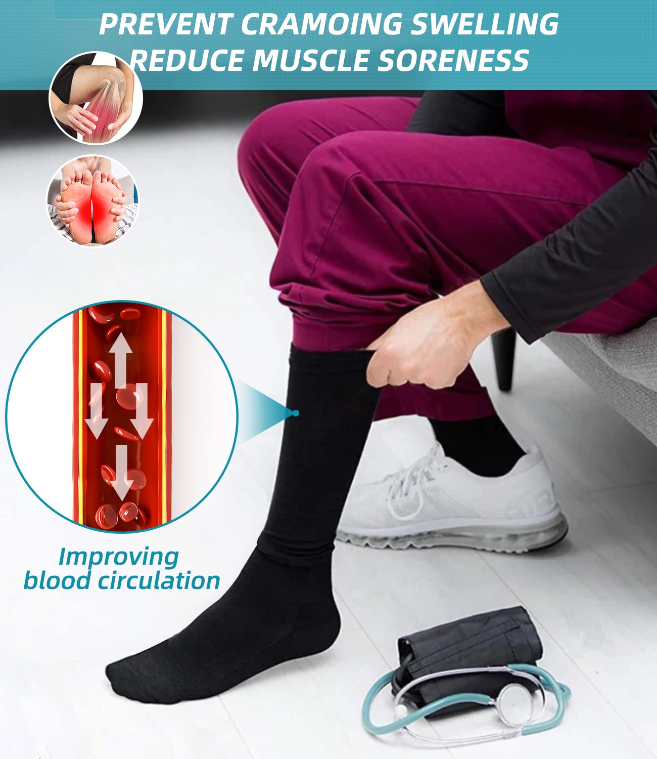 FuelMeFoot Compression Socks For Women Men 20-30 mmhg - Graduated Support Knee High Socks For Nurses, Travel, Athletic