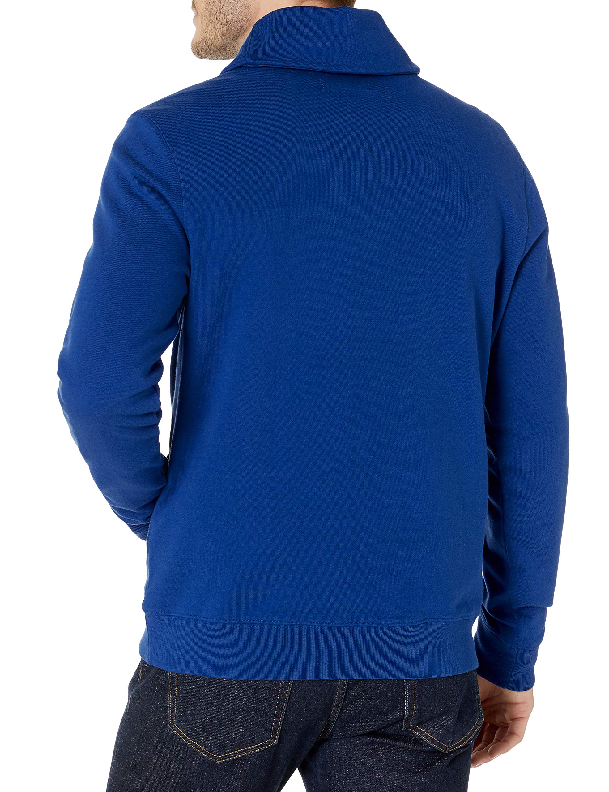 Goodthreads Men's Lightweight French Terry Shawl Collar Pullover Sweatshirt, Bright Blue, Medium
