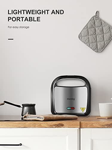 Sandwich Maker, Reemix Panini Press Sandwich Maker with Nonstick Surface Breakfast Sandwich Maker Easy to Clean and Storage, Indicator Light, Perfect for Breakfast Grilled Cheese Egg Bacon and Steak