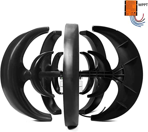 LiuSj JUnSt 12000W Black Lantern Wind Turbine Generator, Vertical Wind Turbine Generator Low Noise Low Wind Speed Start with Controller 5 Blades,220v