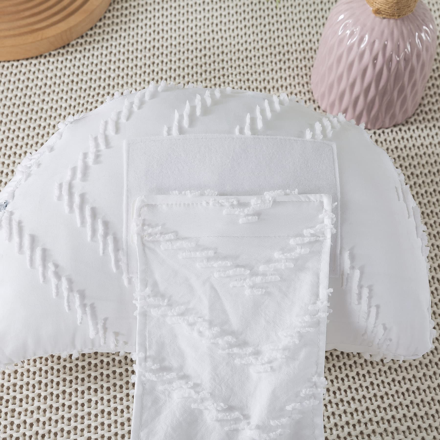 Lemfux Boho Pregnancy Wedge Pillow for Sleeping White Bohemian Side Sleeper Maternity Pillows Adjustable Belly Support Pillow with Removable Pillow Cover
