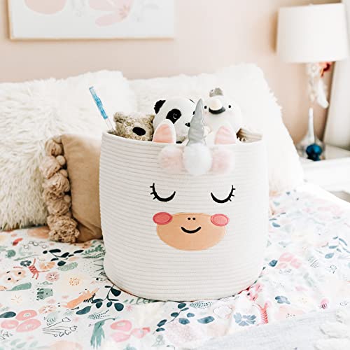 Pastel Rainbow Caddy Basket + Cotton Rope Unicorn Basket for Nursery Decor -