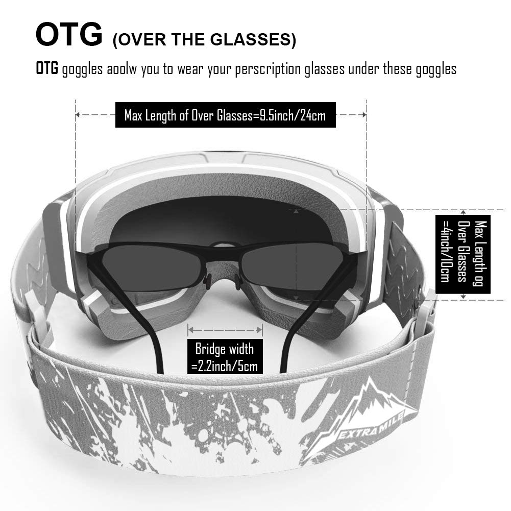 Extra Mile Ski Goggles, Multiple Reflection Spliced Lens Anti-fog and UV400 Protection Snowboard Snowmobile Goggles (Green-pt)