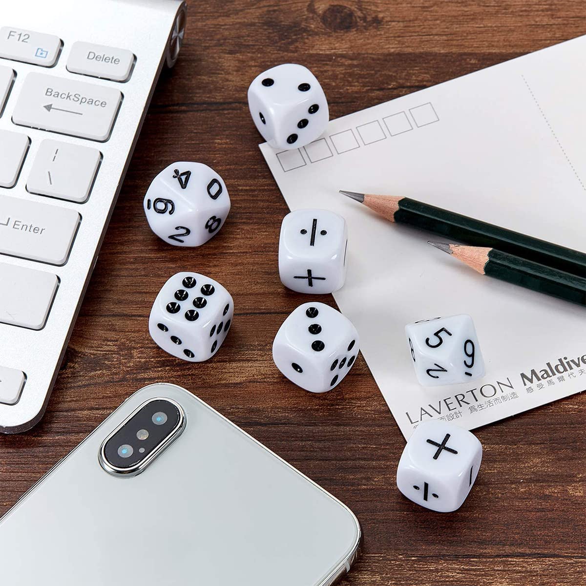 JKJF 30 Pcs Teaching Dice Set Math Operation Dice Number Dice Dot Dice 10 Sided Dice for Classroom Teaching Supplies Bar Prop