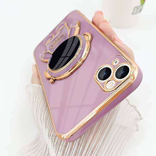 Pepmune Compatible with iPhone 14 Case Cute 3D Astronaut Stand Design Camera Protection Shockproof Soft Back Cover for Apple iPhone 14 Phone Case Purple