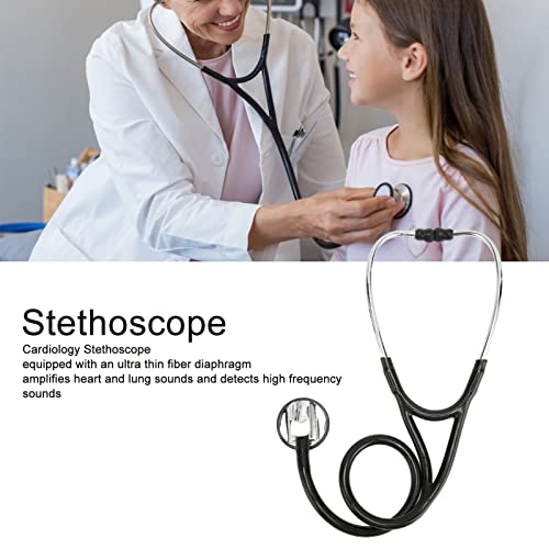 Professional Cardiology Stethoscope for Medical Clinical Home, Classic Single Head Stethoscope for Nurses Doctors Med Students, Medical Stethoscope with 1 Storage Box and 4 Earplugs (Black)