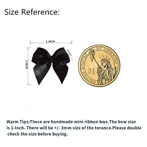 Micomon 50pcs 1-Inch Mini Ribbon Bows for Crafts Small Black Bows Christmas Decoration Embalishement Scrapbooking(Black)