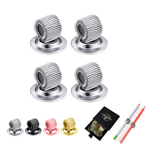 Pen Holders Rotable Self Adhesive Pen Holder Single Hole Pen Adjustable Spring Loop Clip Holder For Netbook Refrigerator Clipboard Office Accessories Supplies (Silver)