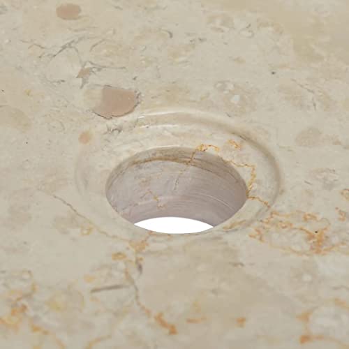 Sink Cream 15.7"x15.7"x3.9" Marble,Modern Marble Sink EyeCatching Basin for Bathroom and Washroom Bath Fixtures,Bathroom Sinks