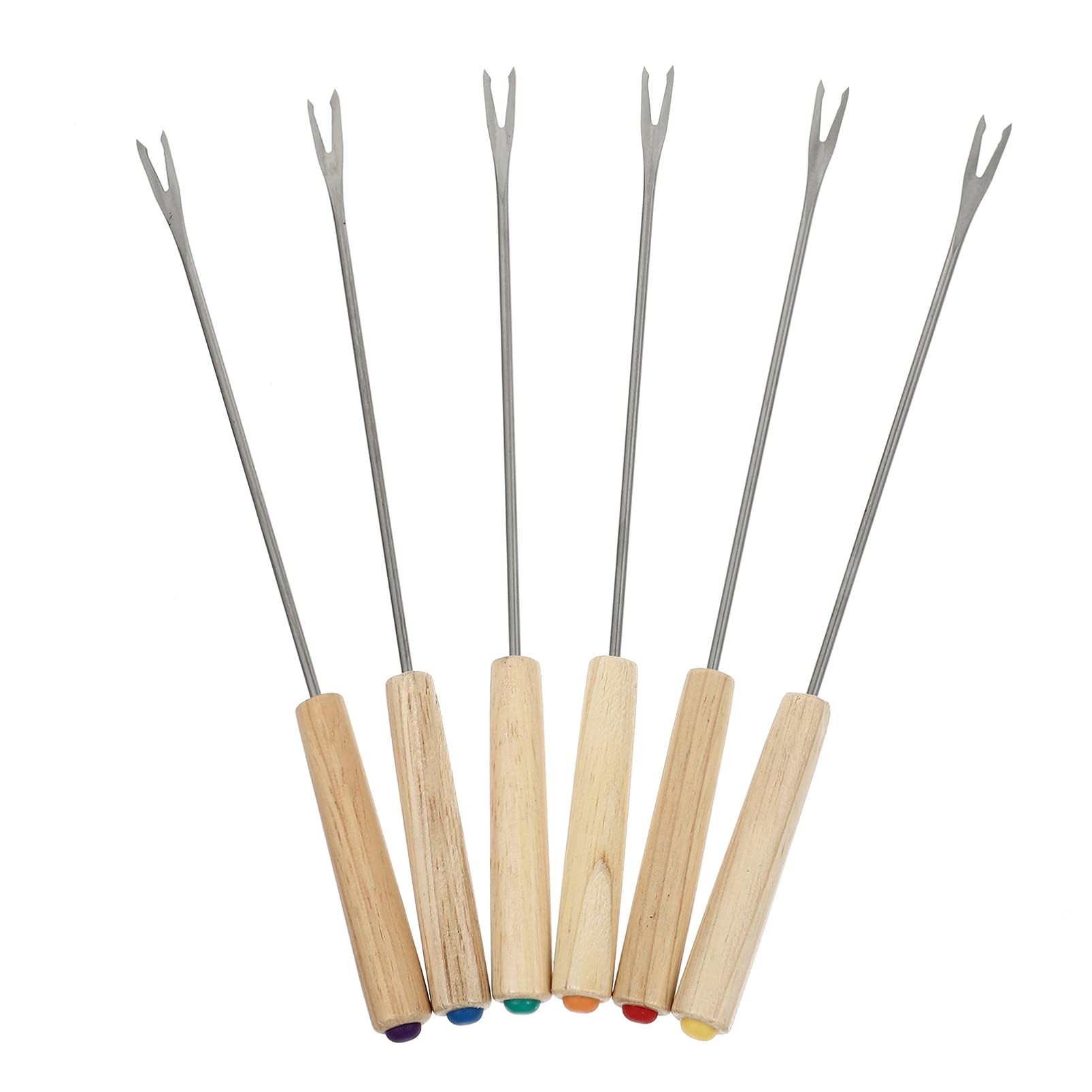 Hemoton 2Pcs hot Pot Fork Marshmallow Sticks Grilling Skewer Cake Forks Shish Kebab Grill Stainless Steel Barbecue Fork Kebab Sticks Roasting Stick Skewer raclette Tableware Chocolate Wood