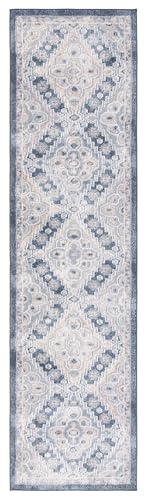 SAFAVIEH Blair Washable Collection Runner Rug - 8' Runner, Grey & Navy, Contemporary Design, Washable & Slip Resistant, Ideal for High Traffic Areas in Hallway, Bathroom & Kitchen (BLR220F-28)