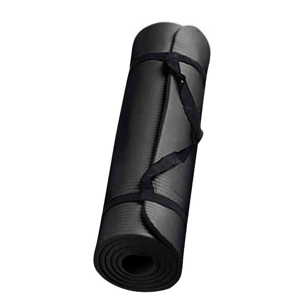 Funic Friendly Non Slip Yoga Mat,Body Alignment System,Pilates Exercise Material - Textured Non Slip Surface and Optimal Cushioning with Carrying Strap (Black)