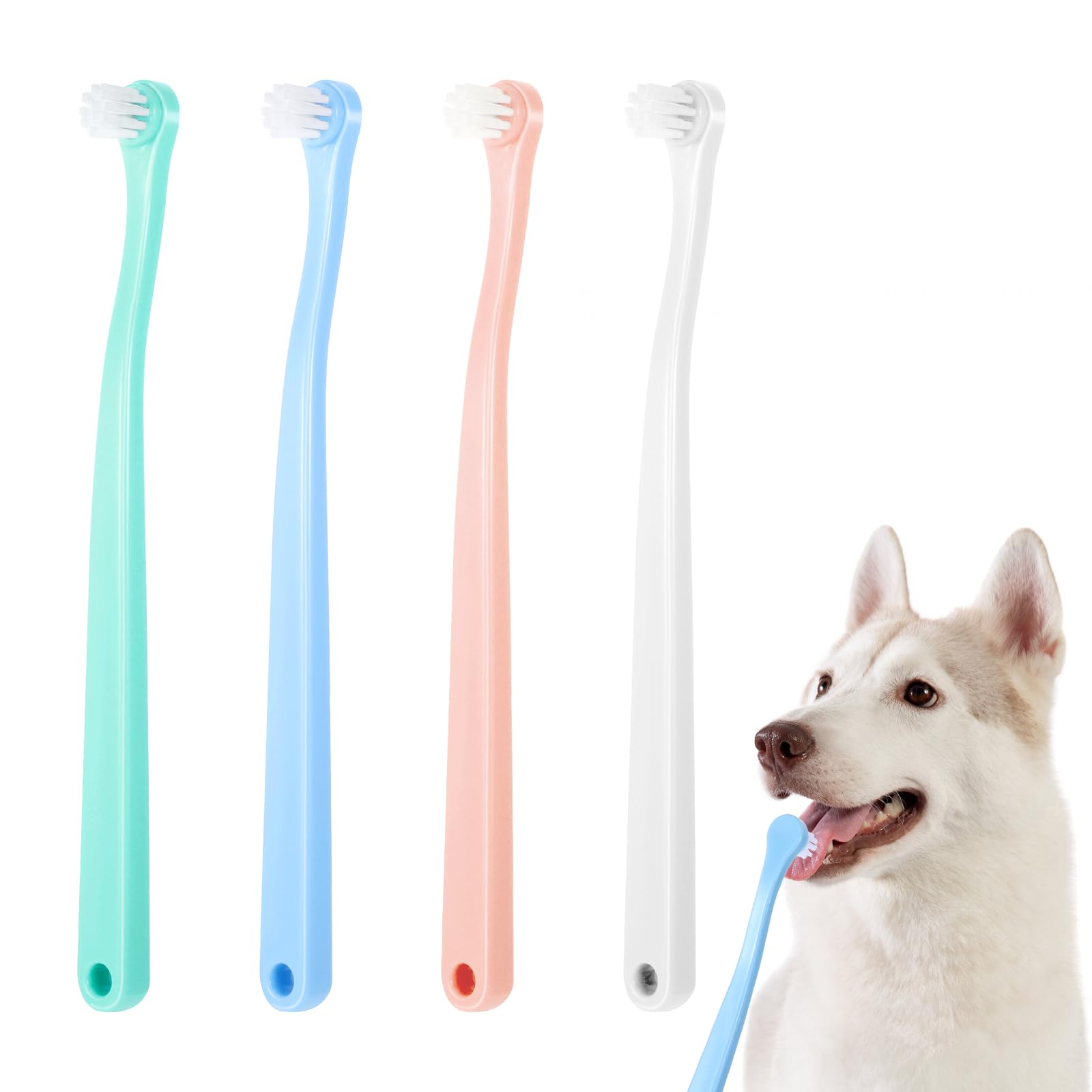 Lusofie 4pcs Dog Toothbrush Mini Head Puppy Toothbrush for Pet Toothbrush Cleaning Kit,Small Tooth Brush for Puppies Cat Tooth Brush Soft Bristles Small Dog Toothbrush Brushing Kit