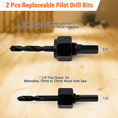 Meiwaltee Hole Saw kit,19PCS Hole Saw Set with 3/4"-6"(19-152mm) 13PCS Saw Blades,2 Mandrels,2 Drill Bits,1 Installation Plate,1 Hex Key,Ideal for Soft Wood,Plywood,Drywall,PVC Board