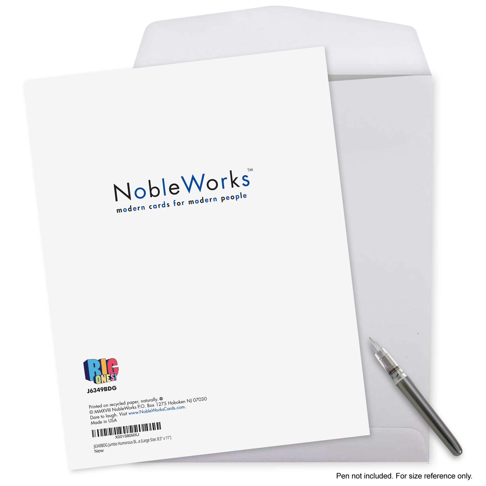 NobleWorks - 1 Large Birthday Greeting Card (8.5 x 11 Inch) - Fun Bday Celebration, Stationery Notecard - Big HB Son J6349BDG