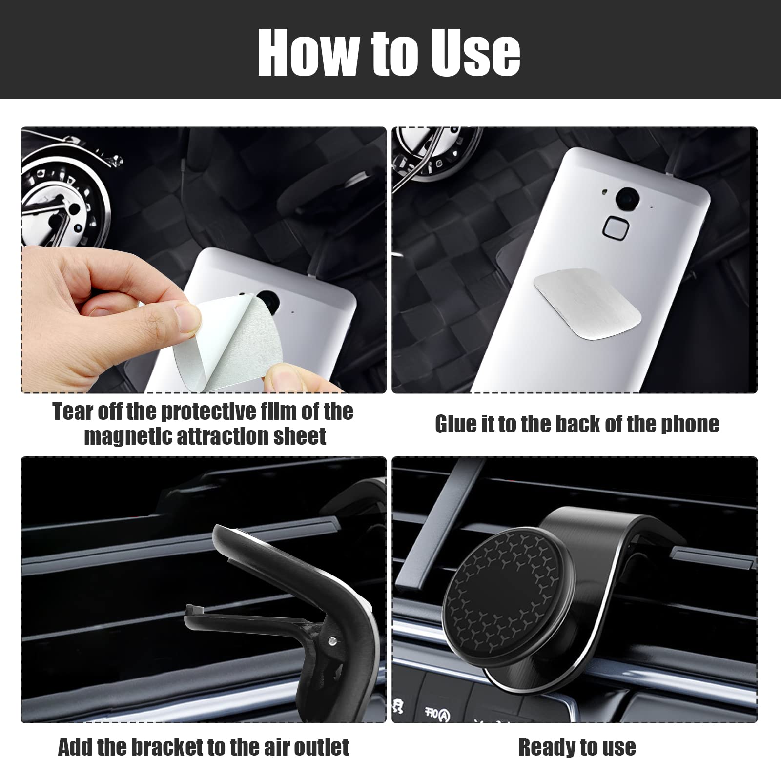Patonu Car Magnetic Phone Holder,Universal Navigation Holder, Car Air Outlet Holder, 360°Adjustable Universal Phone Holder(Black)