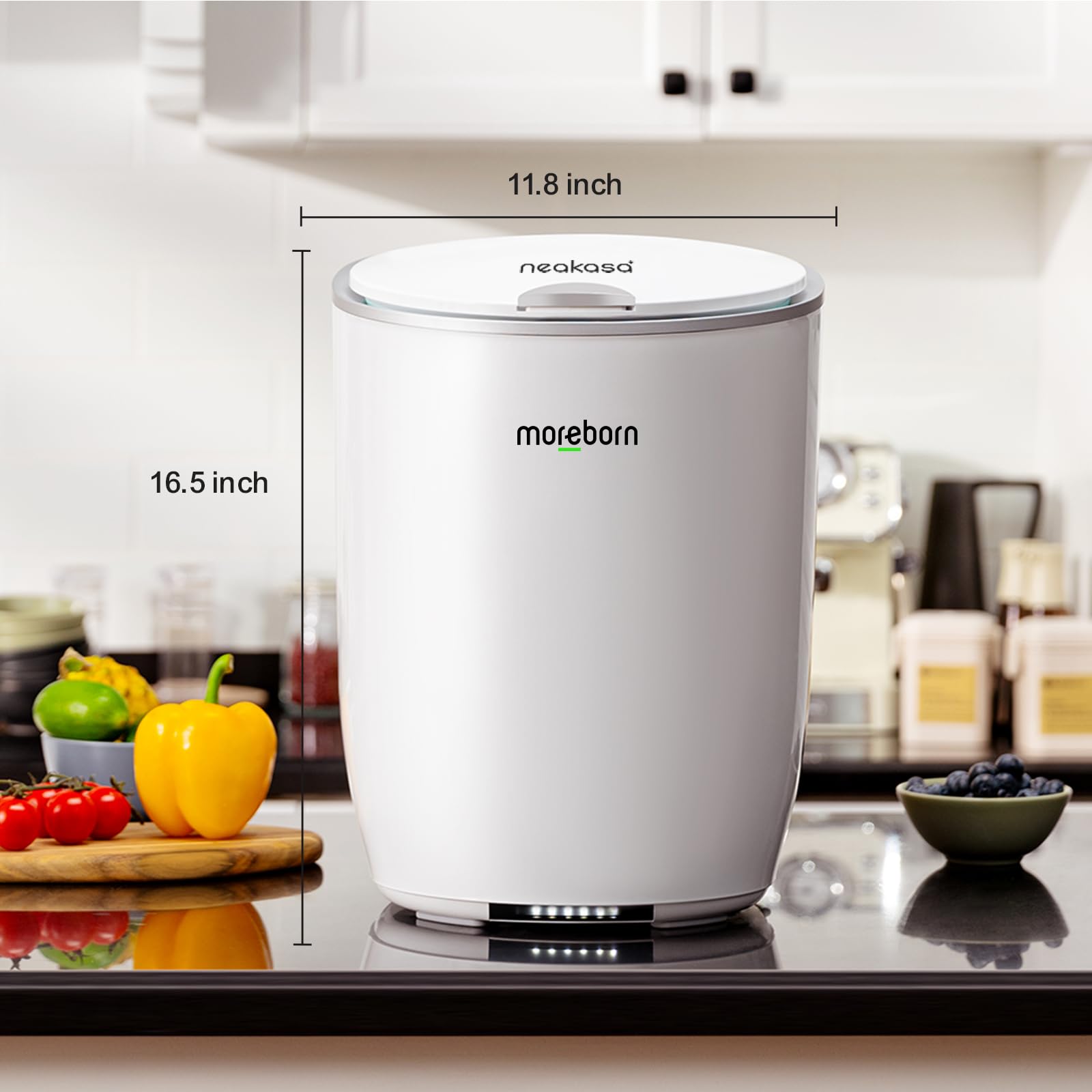 Moreborn by Neakasa 12L Larger Capacity Electric Composter for Kitchen, Smart Odorless Food Waste Compost Machine, Turn Food Waste Into Organic Fertilizer for Plants, Indoor Compost Bin