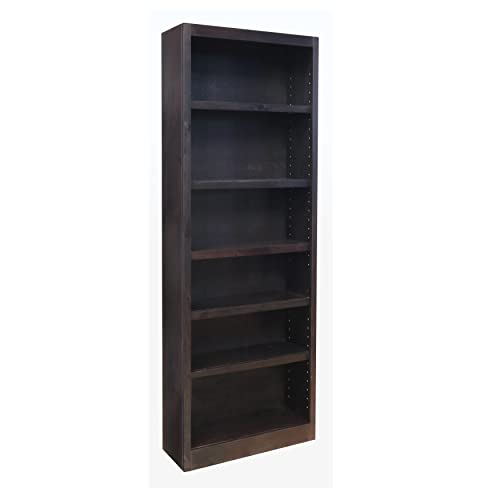 Traditional 84" Tall 6-Shelf Wood Bookcase in Espresso