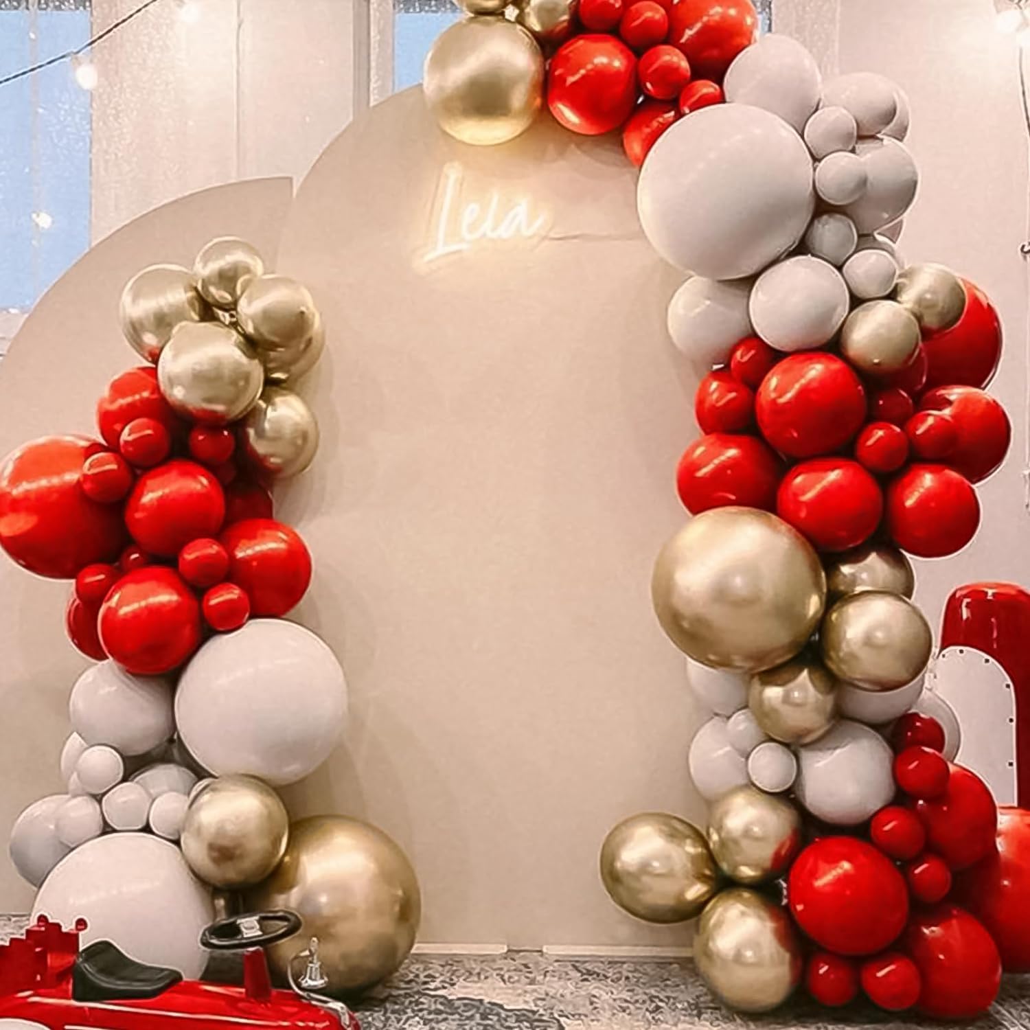 RUBFAC Ruby Red Balloons Different Sizes 105pcs 5/10/12/18 Inch Dark Red Christmas Balloon Garland Kit for Wedding Valentine's Day Birthday Party Supplies Bridal Shower Decorations
