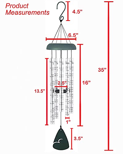 Memorial Wind Chimes Gift Set for Loss of a Loved one Silver 35" Long deep Tones Chimes Always Near Poem Remembrance/Memorial Chimes Gift Set, Sympathy Card and Gift Box Included