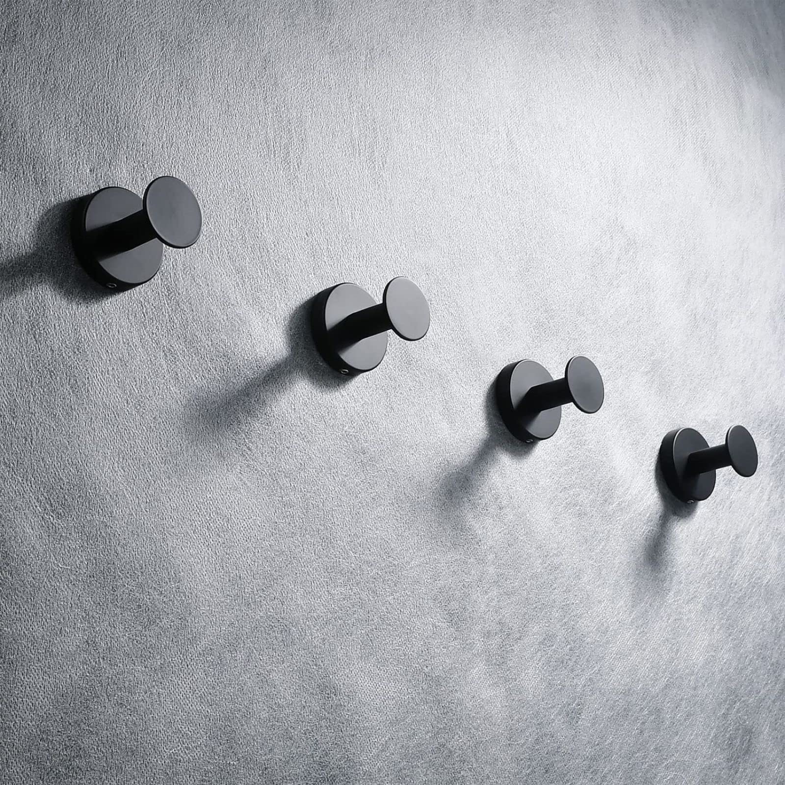 MENEAU Coat Hooks Punch Free Round Hook Stainless Steel Bathroom Clothes Hook Bedroom Hook Home Decor Storage Hook Black 1Pcs
