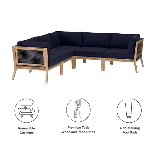 Modway Clearwater Sectional, 5-Piece Set, Gray Navy