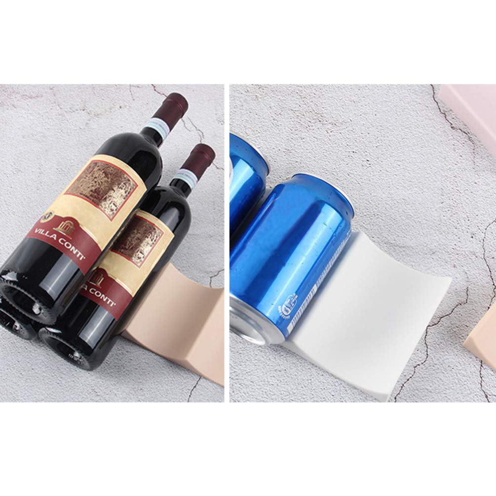 HEMOTON Wine Bottle Display Mat Plastic Bottle Stacking Mat Rack Organizer Stacks Cans Bottles Wine Holder for Countertops Pantry Fridge (Pink)