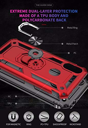 Strug for Xiaomi Redmi Note 7/Redmi Note 7 Pro Case,Heavy Duty Shockproof Protection Built-in 360 Rotatable Ring Magnetic Car Mount Case with Screen Protector for Xiaomi Redmi Note 7(Blue)