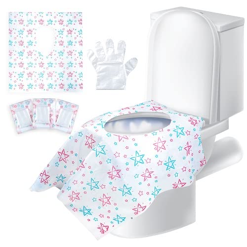 MooMoo Baby Disposable Toilet Seat Covers 24 Extra Large Potty Seat Covers for Kids and Adults Waterproof Individually Wrap Potty Shields