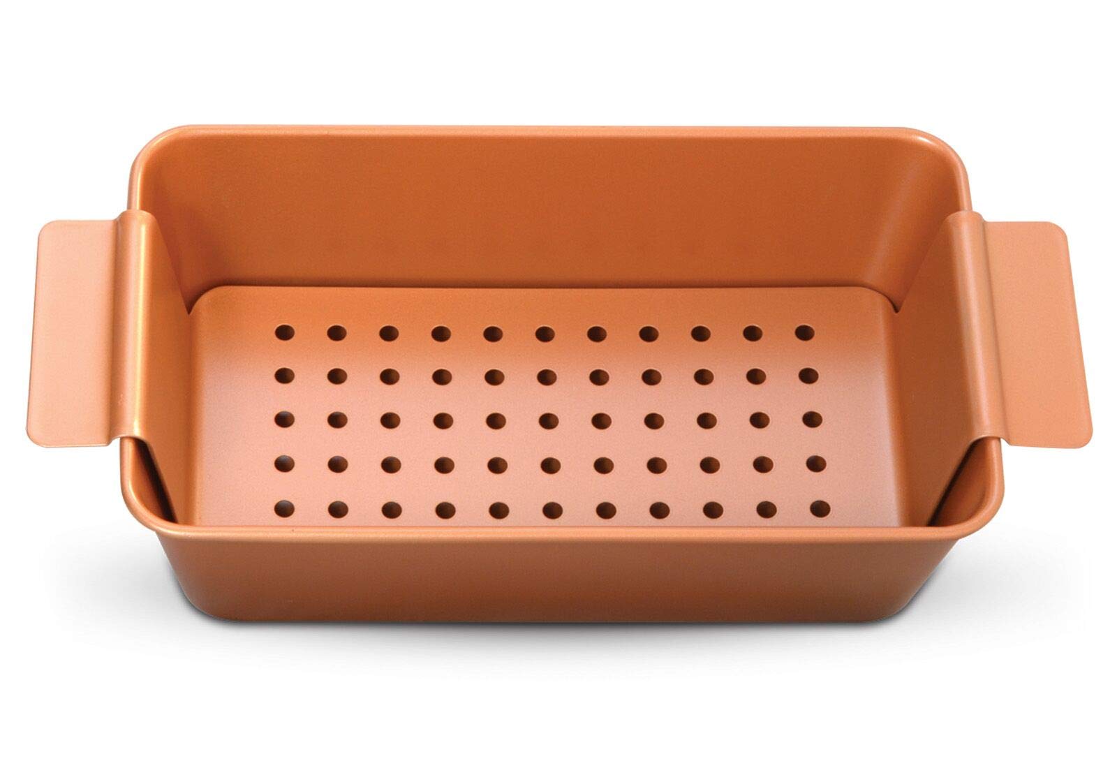 Meatloaf Pan professional Healthy Non-Stick Copper Coating 2-Piece With Removable Tray Drains