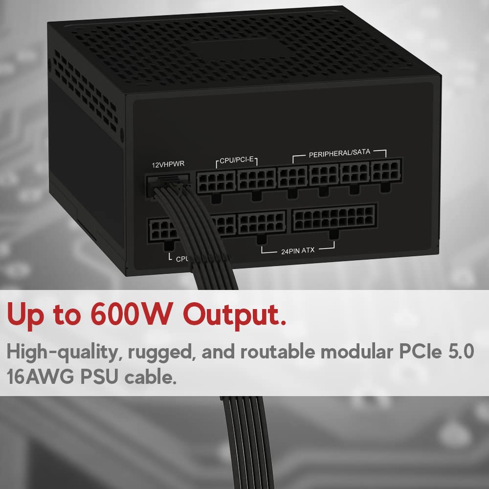 LINKUP - AVA 600W PCIE 5.0 12VHPWR (16Pin/12+4) 16AWG Sleeved High Current Power PSU Cable - 70cm - (White) Compatible with All RTX 4000 and RTX 3000 FE GPUs