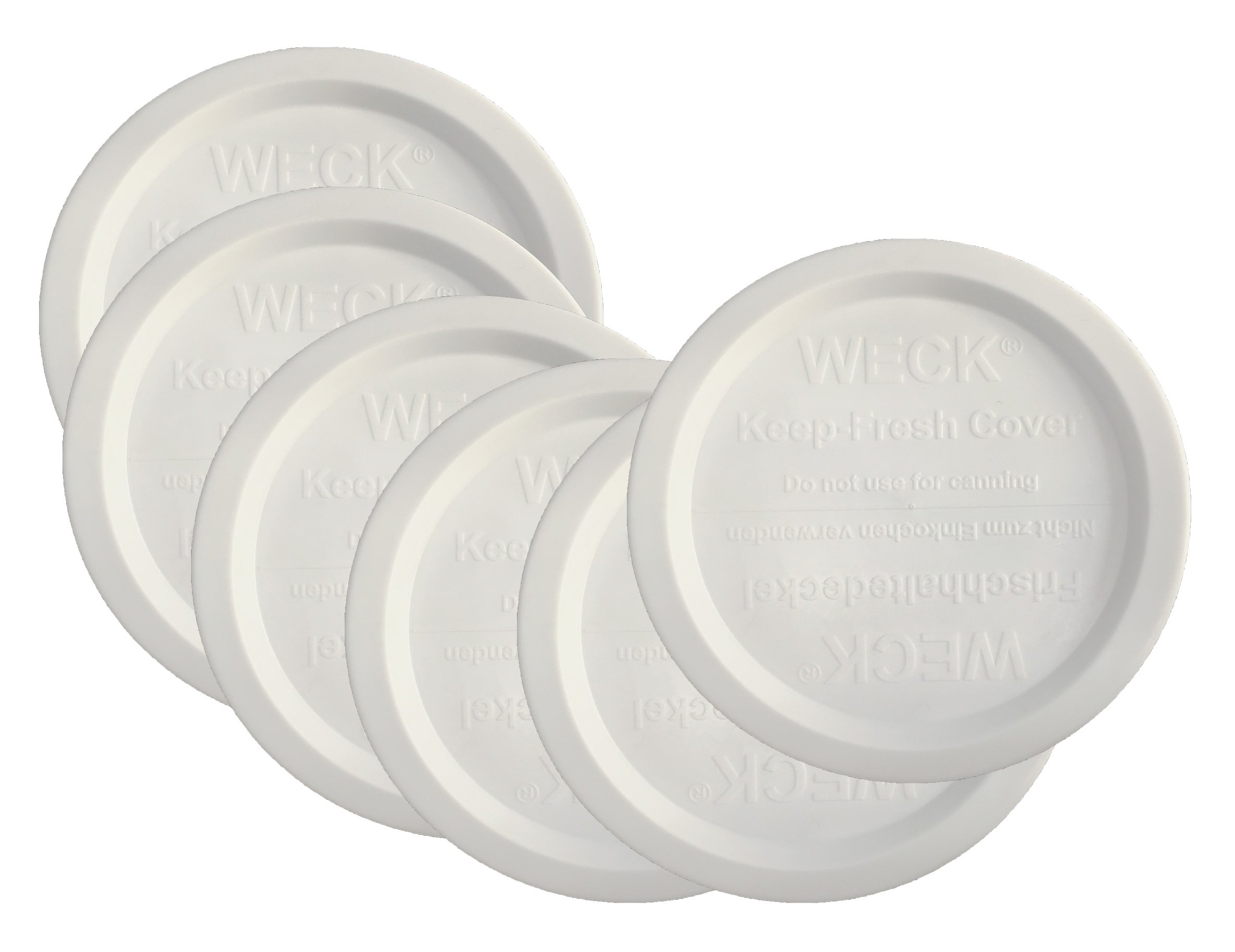 Weck Jar Keep Fresh Plastic Lids, 6 PACK (Small = 60mm). Fits models 080, 755, 760, 762, 902, 763, 764, 766, 905, 975, 995