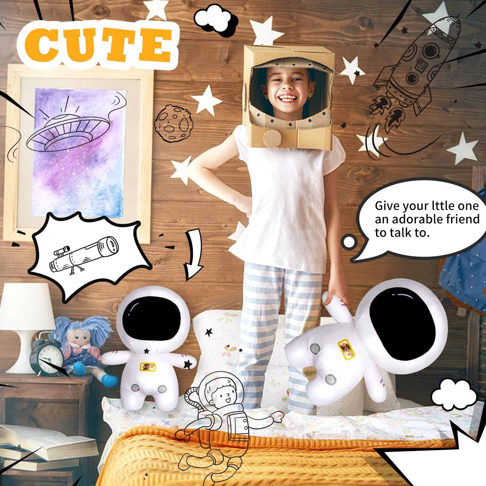Stuffed Astronaut Toy Plush for Kids - Soft, Cuddly Spaceman Body Pillow for Outer Space Themed Room Decor & Bedtime Gifts