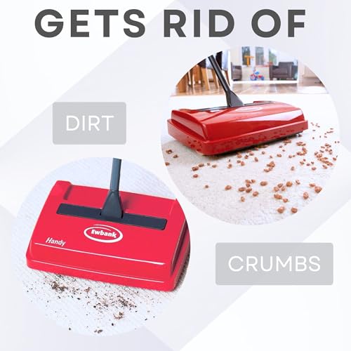 Ewbank 525 Speedsweep Compact Manual Floor Sweeper for Cleaning Floors and Carpets, 3.7-Foot Handle, 8-inch-Wide Sweeping Path, Red