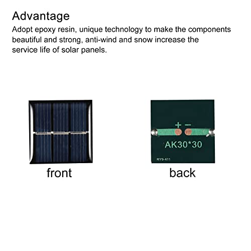 MECCANIXITY Mini Solar Panel Cell 1.5V 60mA 0.09W 30mm x 30mm for DIY Electric Power Project Pack of 5