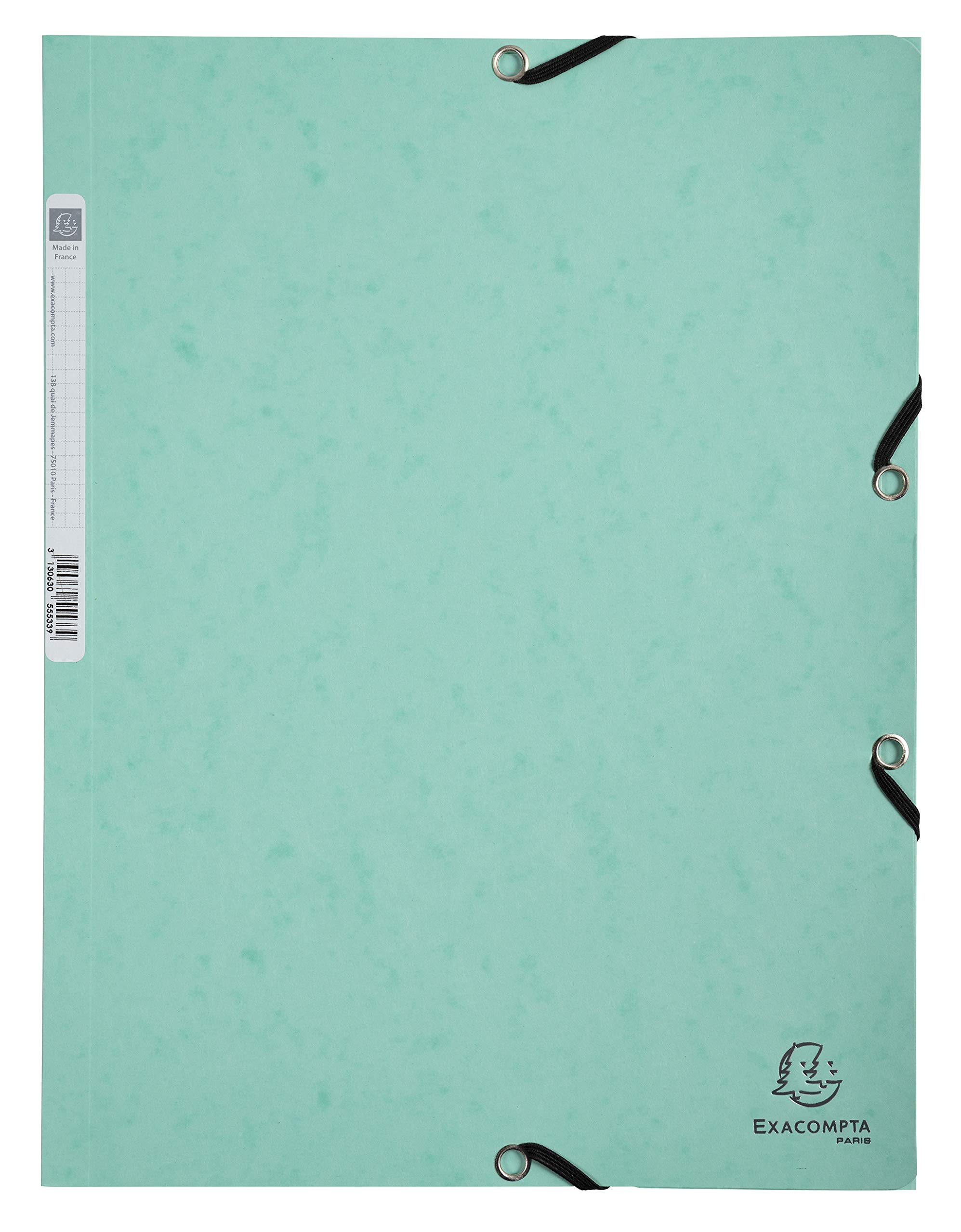 Exacompta 55560E Elasticated Document Folder with 3 Flaps in Glossy Card 400 g/m2 for A4 Document Filing Assorted Colours