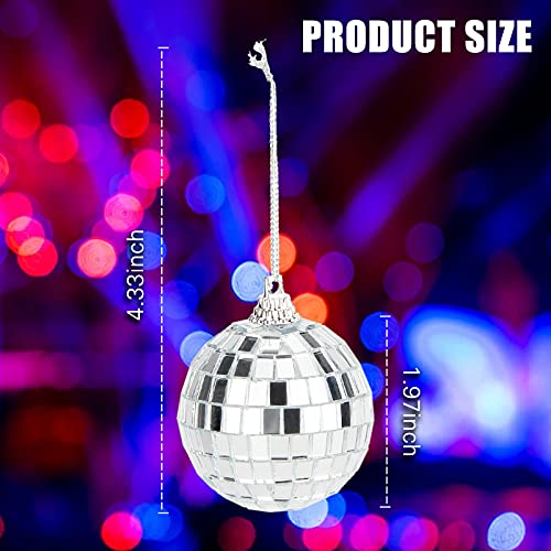 Mirror Disco Balls Set - Silver Disco Party Decoration Bright Reflective Mirror Christmas Balls Easy to Hang Suitable for Christmas, Wedding, Family Party Decoration (12 pcs)