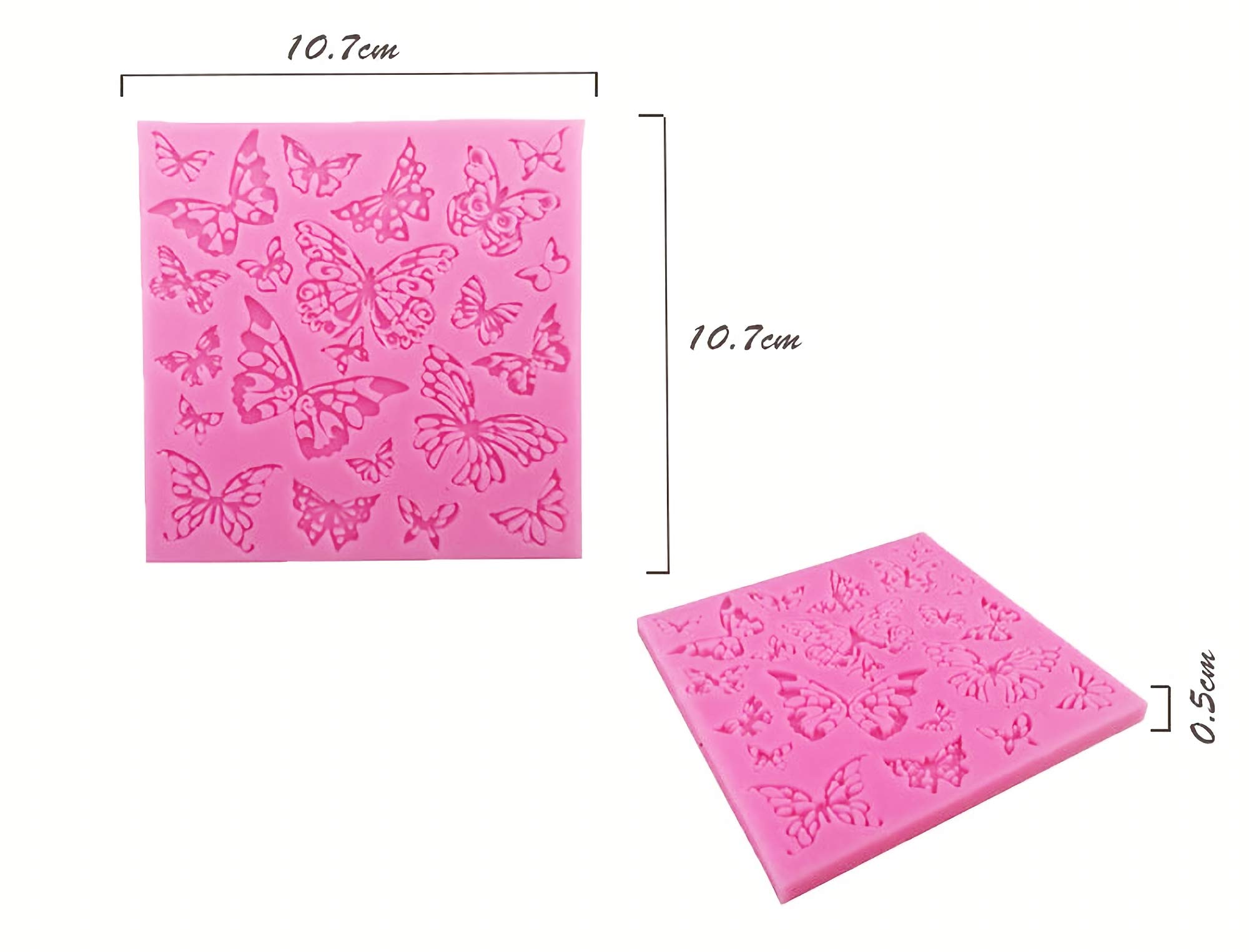 HengKe 2 Pcs Assorted Hollow Butterfly Shape Molds, Fondant Cake Texture Mat, Food Grade Cake Molds,Gum Paste, Fondant, Candy, Icing, Biscuit Decor, Chocolate Bake Ware Baking Tools