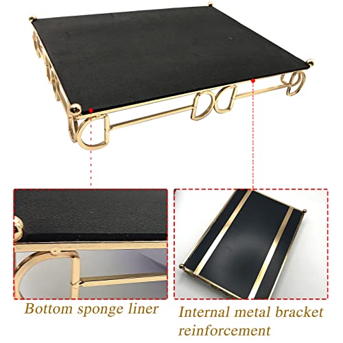 Mirror Tray, Gold Perfume Tray, Large Decorative Tray, Metal Jewelry Tray, Makeup Perfume Holder Organizer for Dresser, Vanity, Bathroom 13.8 "X9.8 X2