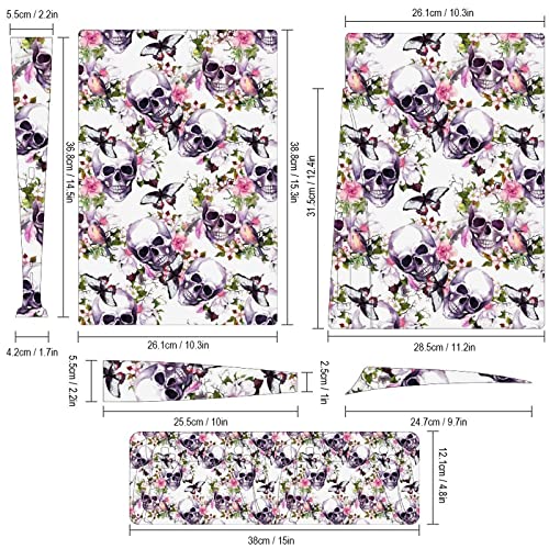 Human Skulls with Flowers and Butterflies Full Protective Skin Cover Design Wrap Decal Sticker Compatible with PS5 Disk Version Console and Controller