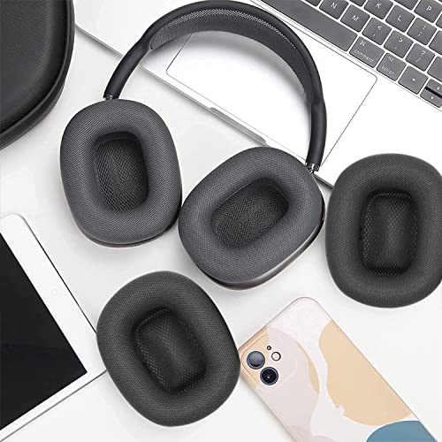 Replacement Ear Pads for AirPods Max Headphone Breathable Mesh Fabric Earpads Covers Easy to Install with Magnet Ear Pads Earmuff Repair Part(Dark Grey)