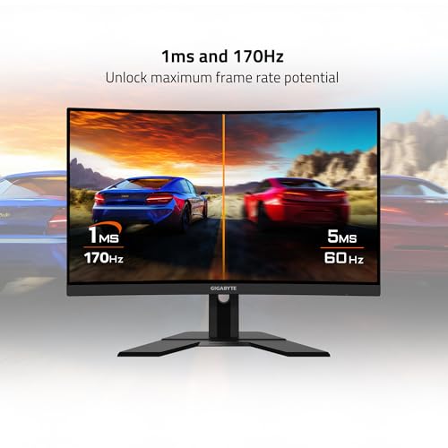 GIGABYTE G27FC A (27" 165Hz 1080P Curved Gaming Monitor, 1920 x 1080 VA 1500R Display, 1ms (MPRT) Response Time, 91% DCI-P3, FreeSync Premium, 1x Display Port 1.2, 2x HDMI 1.4)