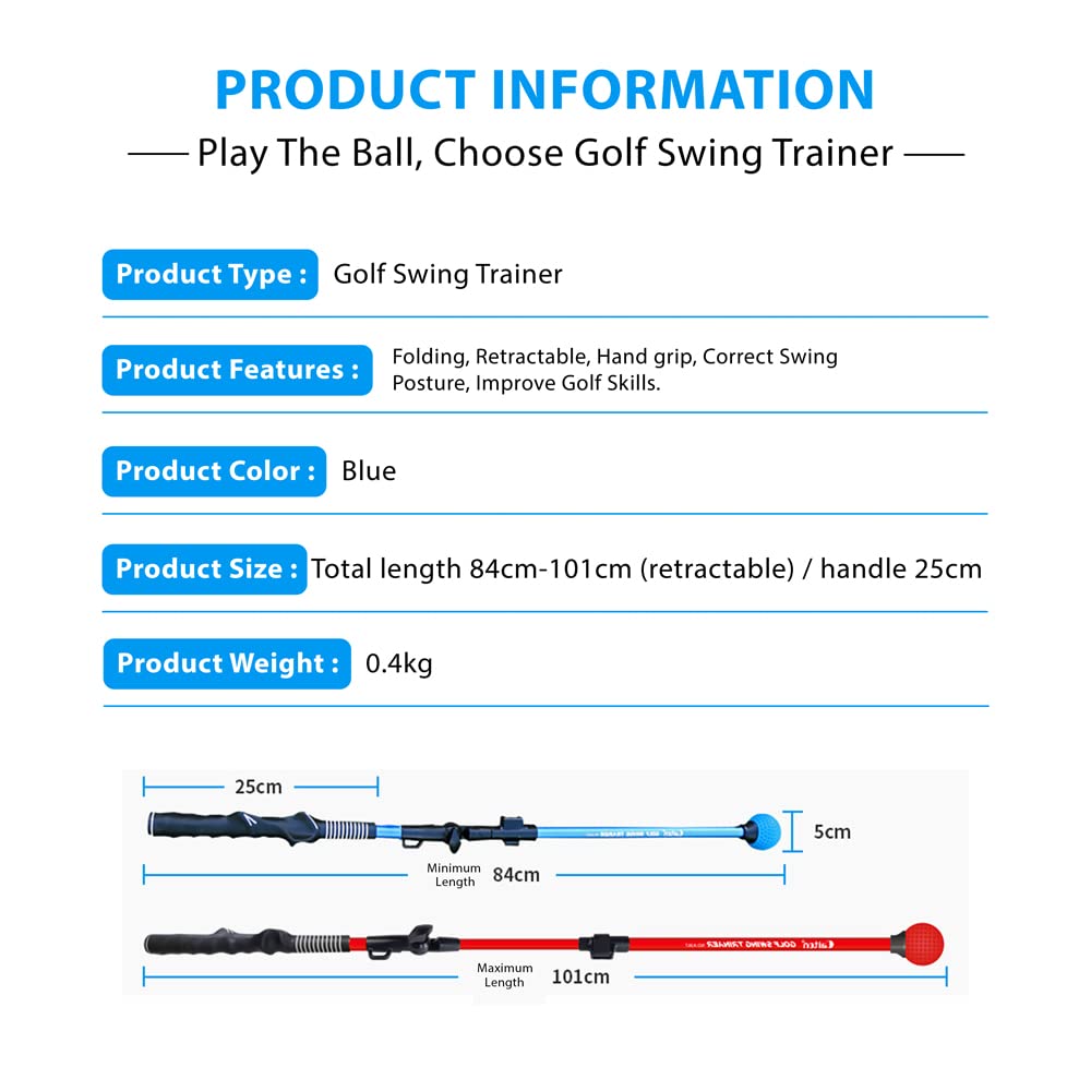 Golf Swing Trainer Portable Golf Training Aid Adjustable to Improve Hinge, Forearm Rotation, Shoulder Turn – Lightweight, Durable Golf Speed Strength with Rope to Strength Flexibility