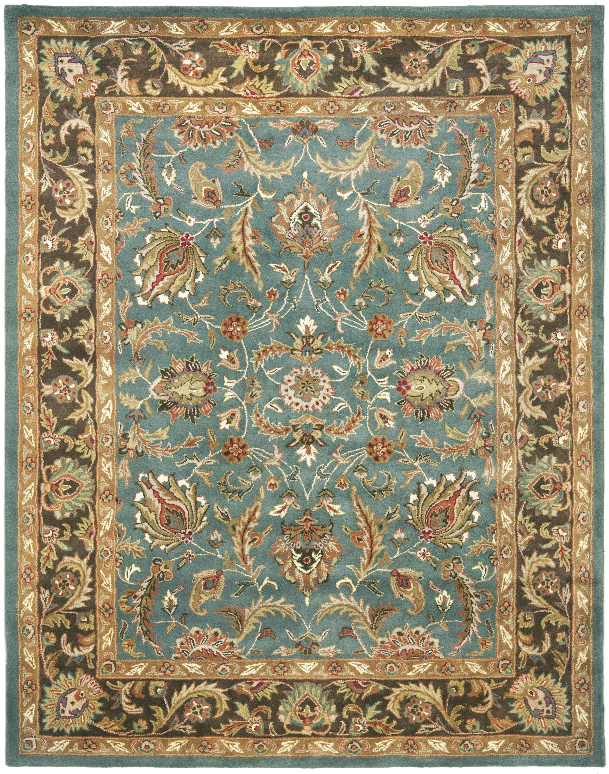 SAFAVIEH Heritage Collection Area Rug - 8'3" x 11', Blue & Brown, Handmade Traditional Oriental Wool, Ideal for High Traffic Areas in Living Room, Bedroom (HG812B)