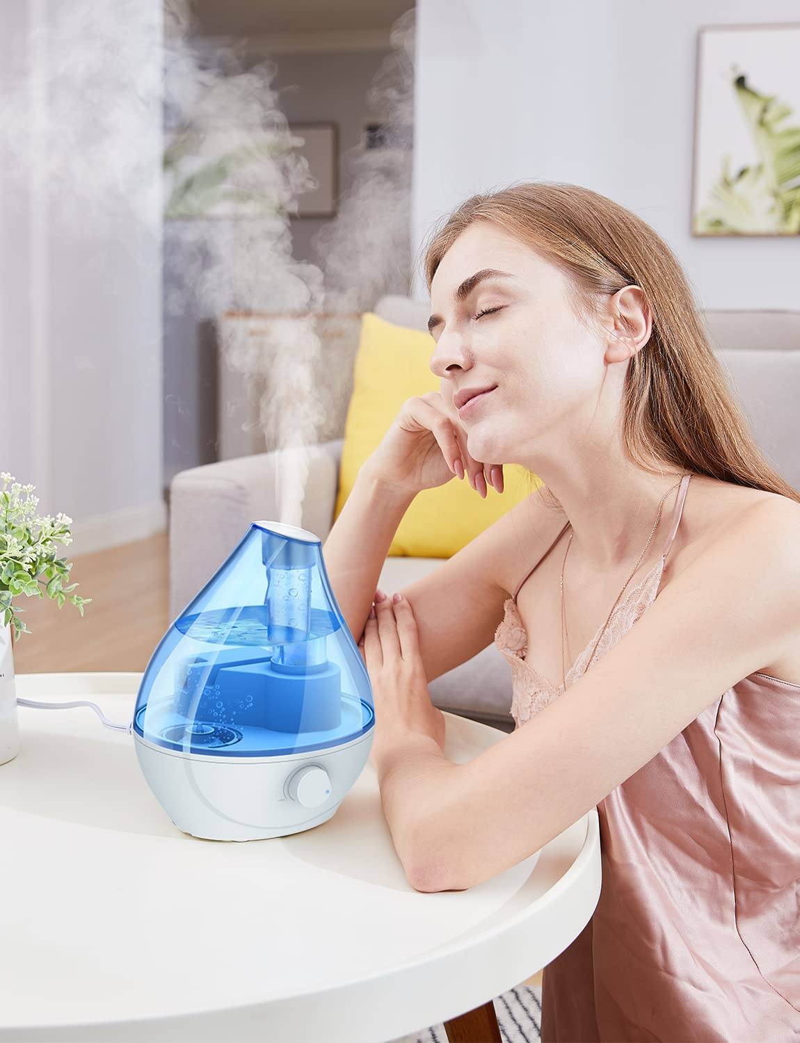 Humidifiers for Bedroom, 1.8L Cool Mist Humidifier, Cool Mist Vaporizer for Home, with 21dB Quiet for Baby Nursery, Easy to Clean Home Humidifier with Dial Knob Control, BPA-Free, 24 Hours Runtime