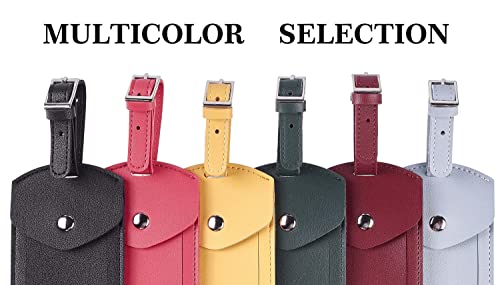 Sodsay Leather 2 Luggage Tag Baggage Bag Travel Tags with Privacy Flap (Neon Yellow)