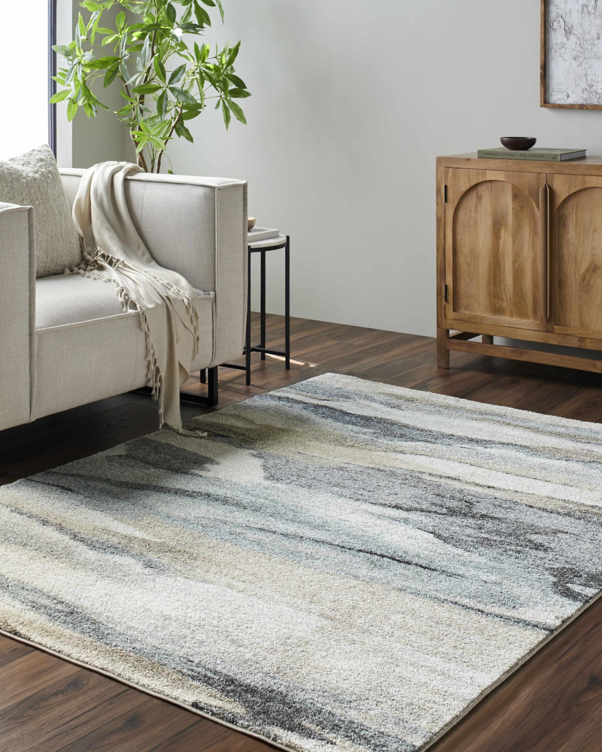 Mark&Day Area Rugs, 5x7 Bennington Modern Aqua Area Rug, Blue Grey Brown Carpet for Living Room, Bedroom or Kitchen (5'3" x 7')